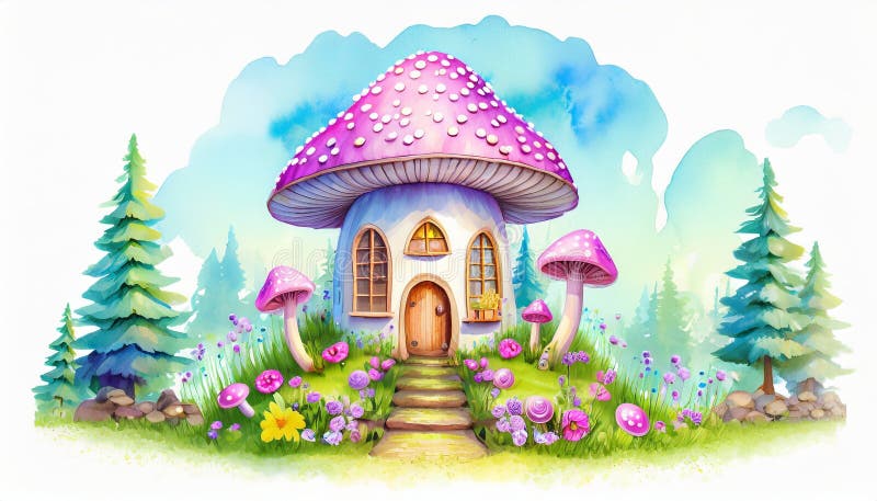 House in the Shape of a Toadstool in a Fairy-tale Beautiful Forest ...
