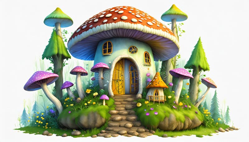 House in the Shape of a Toadstool in a Fairy-tale Beautiful Forest ...