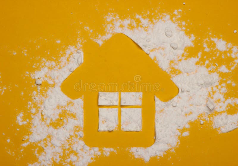 House Shape on a Yellow Background. Top View Stock Image - Image of ...