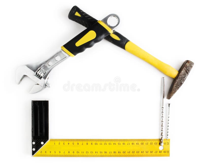 Frame with Many Hands Holding Tools Stock Image - Image of builder ...