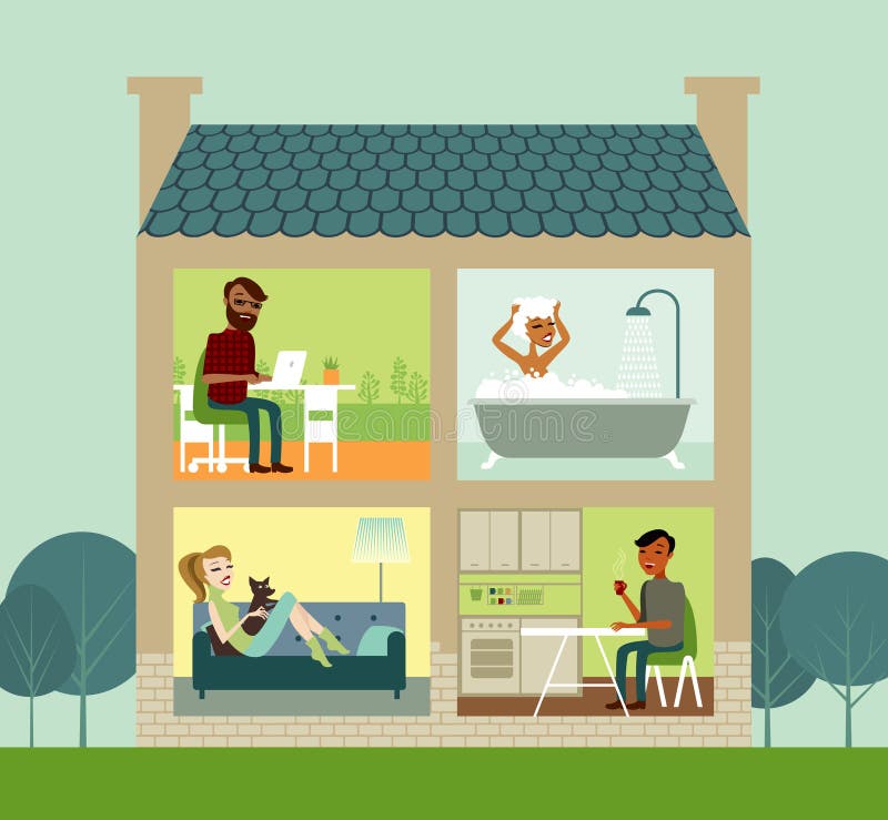House sharing stock vector. Illustration of concept, flatshare - 61084227