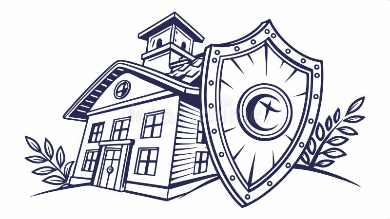 House with Shield and Trees, Safe Home and Environment Vector Design ...