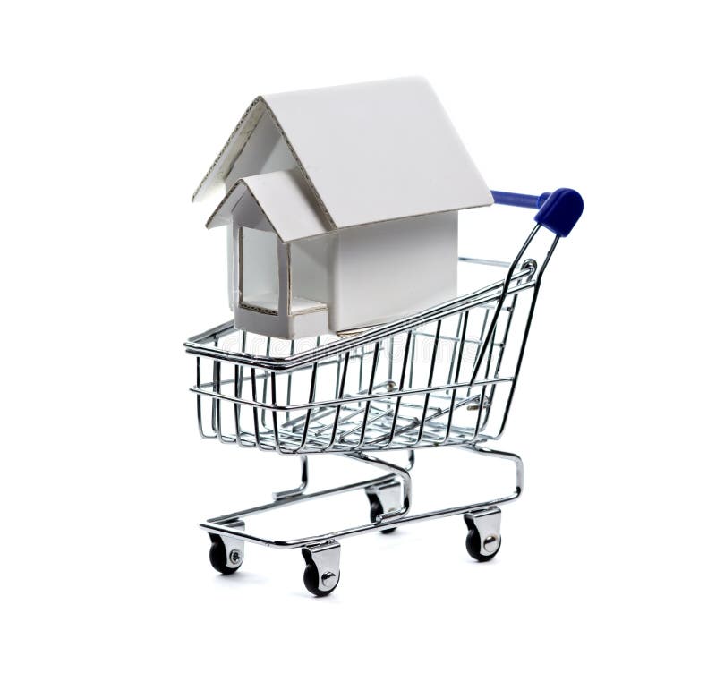 House and shopping cart. stock image. Image of retail - 24977001