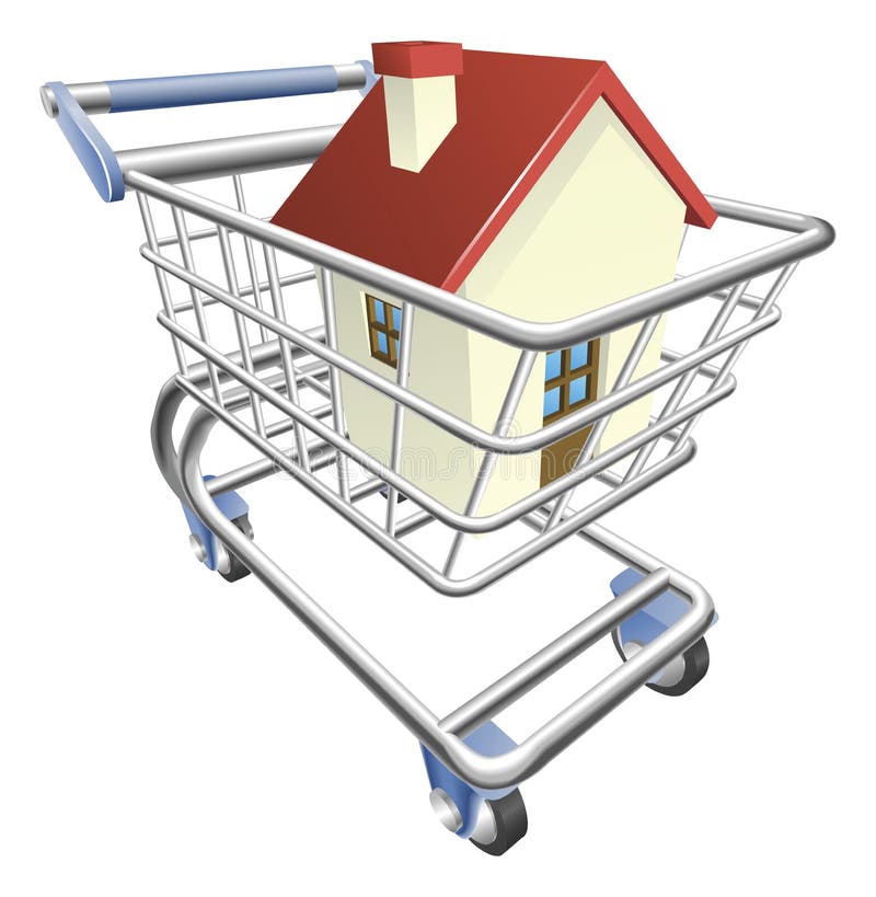 House Shopping Cart stock illustration. Illustration of architecture ...
