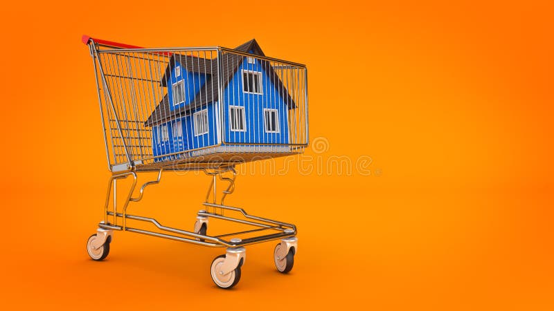 House in Shopping Cart Concept. Stock Illustration - Illustration of ...
