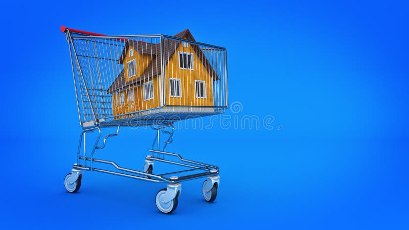 House in Shopping Cart Concept. Stock Illustration - Illustration of ...