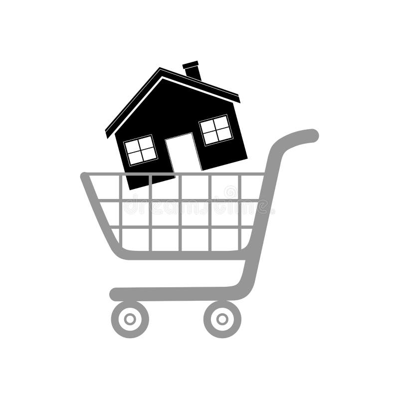 House in Shopping Cart Icon, Color Icons Set Stock Vector ...