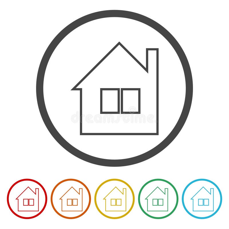 House Simple Icon. Set Icons in Color Circle Buttons Stock Illustration - Illustration of ...