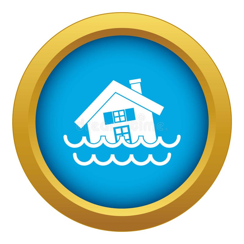 House Sinking in a Water Icon Blue Vector Isolated Stock Vector ...