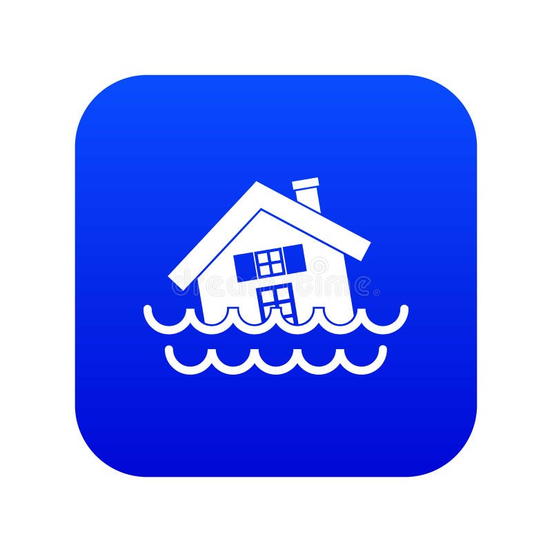 House Sinking in a Water Icon Digital Blue Stock Vector - Illustration ...