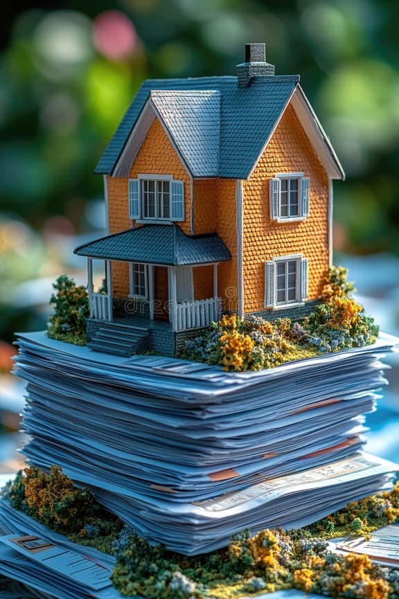 A House Sits Atop a Stack of Papers, Representing a Metaphor for ...