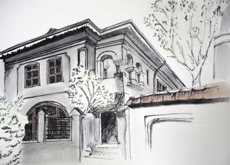 House Exterior Design Sketch Stock Illustrations – 36,795 House ...