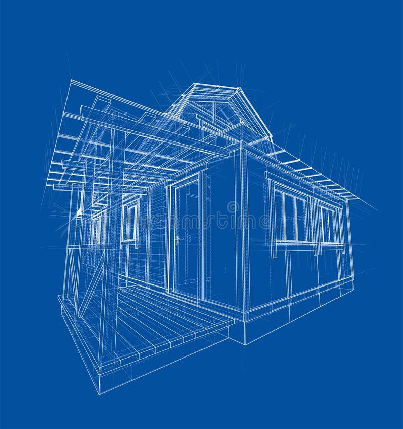 House Sketch. Vector Rendering of 3d Stock Vector - Illustration of ...
