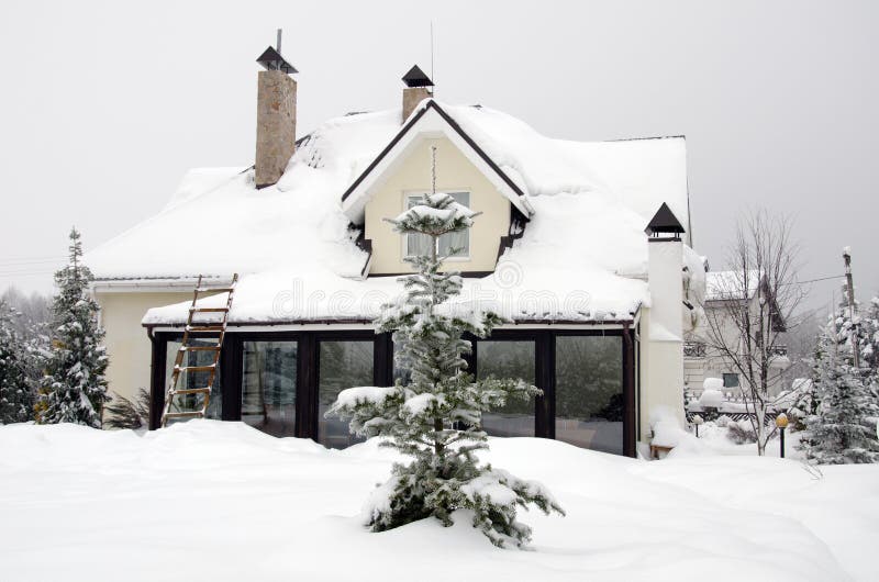 House with snow stock photo. Image of real, architecture - 28364326