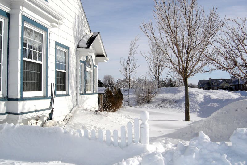 Front Door and Walkway in Big Snowstorm Stock Photo - Image of snowfall ...