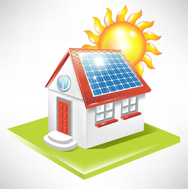 House solar energy cartoon stock vector. Illustration of bright - 10847797
