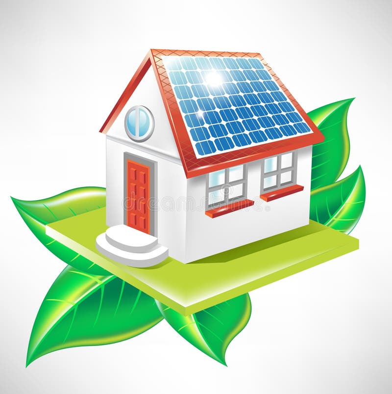House with Solar Panel; Alternative Energy Icon Stock Vector ...