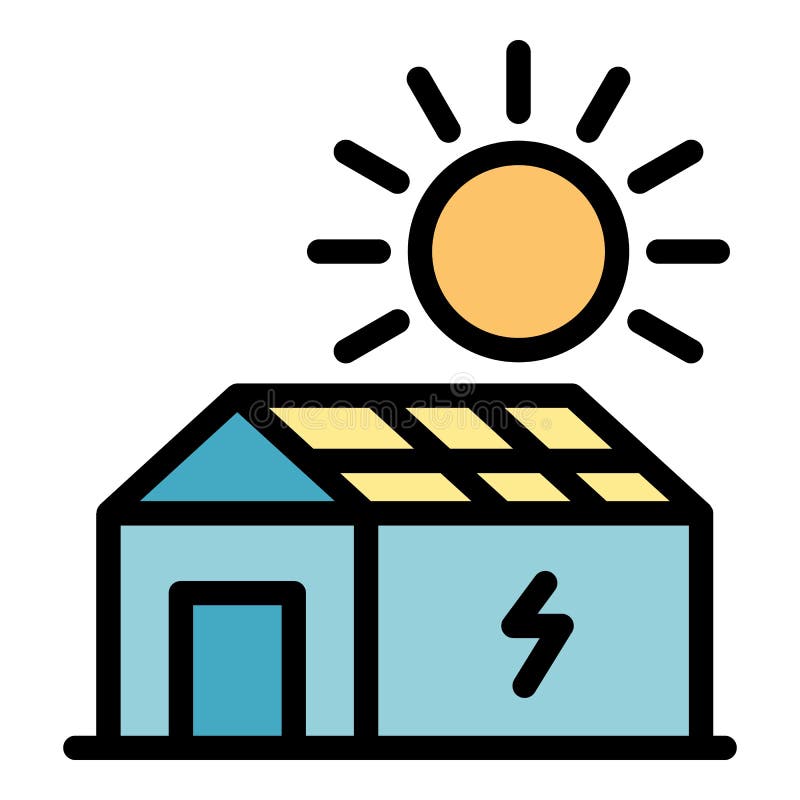 House with Solar Panel Icon Color Outline Vector Stock Vector ...