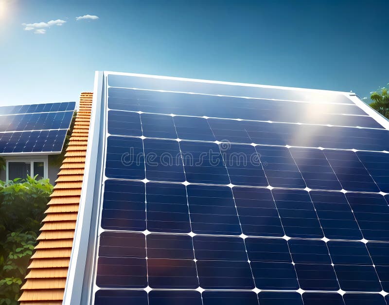 A House with a Solar Panel on the Roof. House Energy Stock Illustration ...