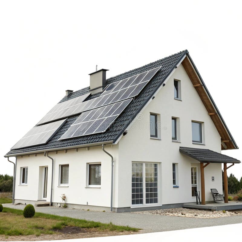 House with Solar Panel on Roof Isolated on Transparent Background Stock ...