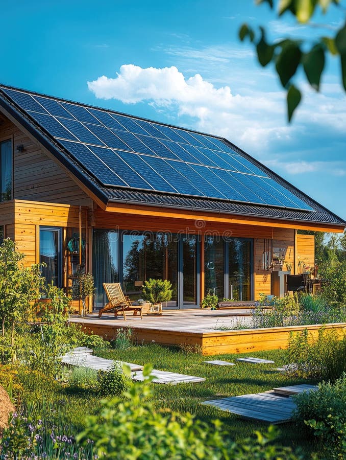 House with solar panel stock photo. Image of roof, solar - 379416958