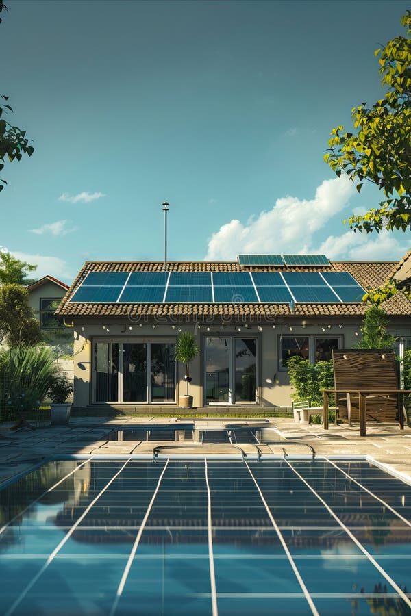 A House with Solar Panels on the Roof Stock Image - Image of solar ...