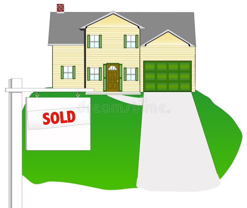 House - Sold stock vector. Illustration of white, real - 996538
