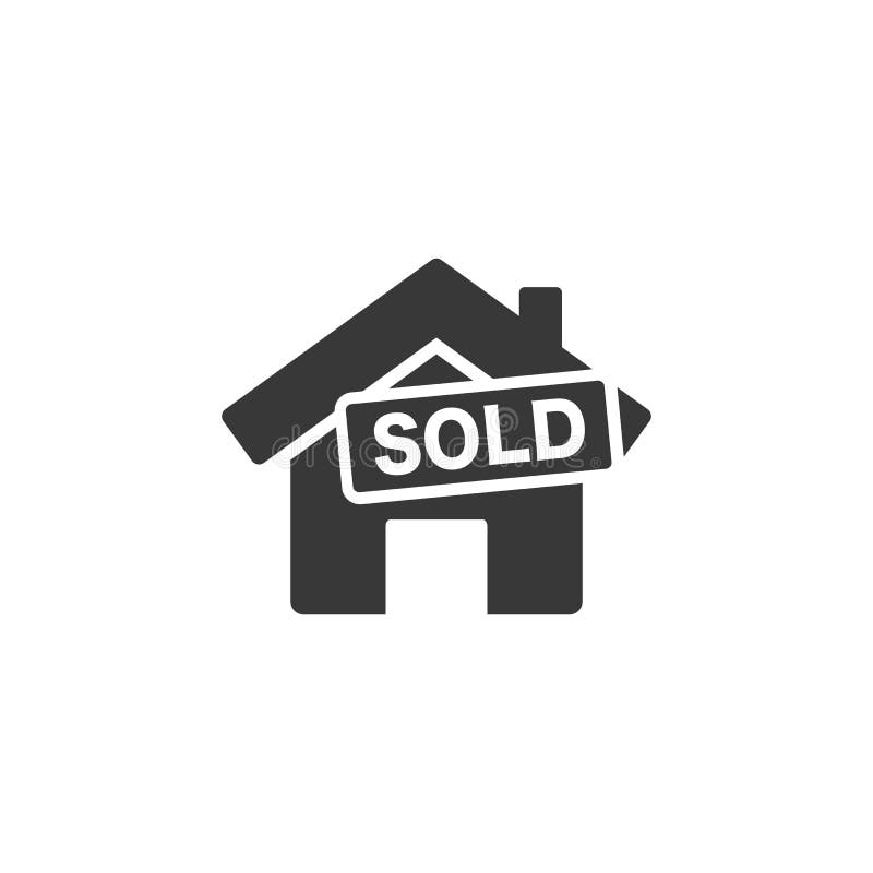 House Sold Vector Line Icon - Architecture Concept - Isolated on White ...