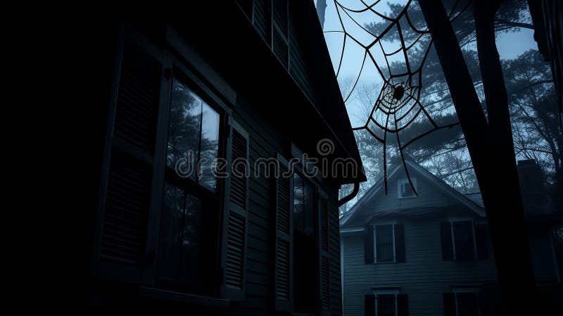 A House with a Spider Web Hanging from a Tree Stock Image - Image of ...