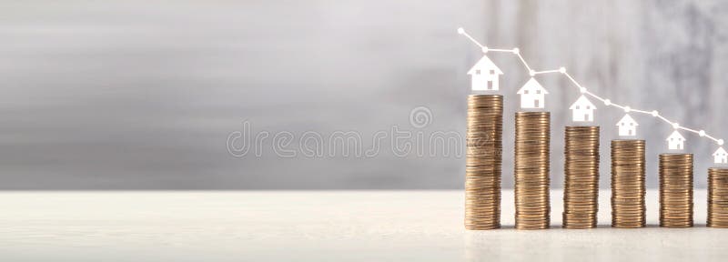 House and Stack of Coins. Real Estate Graph Stock Photo - Image of ...