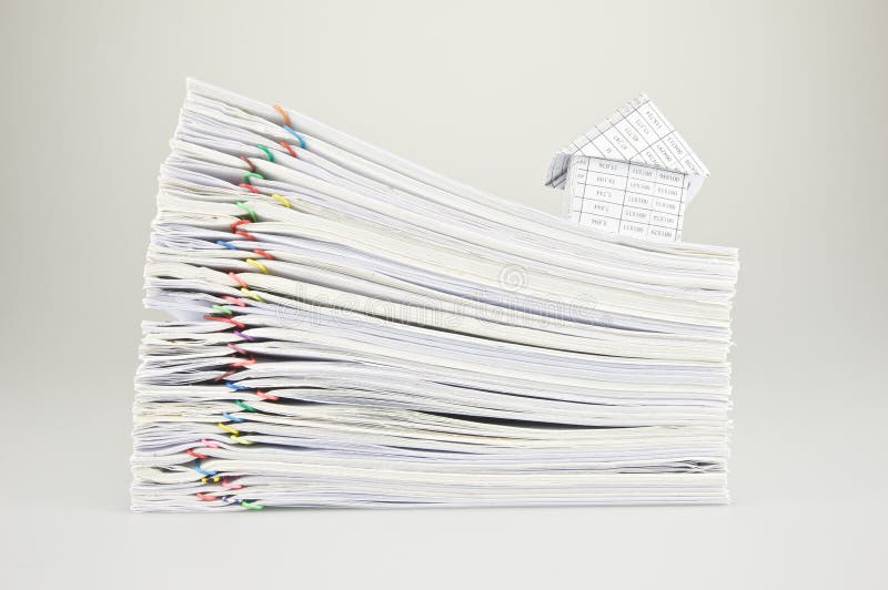House on Stack Old Paperwork Stock Image - Image of report, workload ...