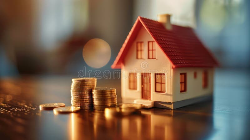 The House and Stacked Coins.AI Generated Image Stock Image - Image of ...