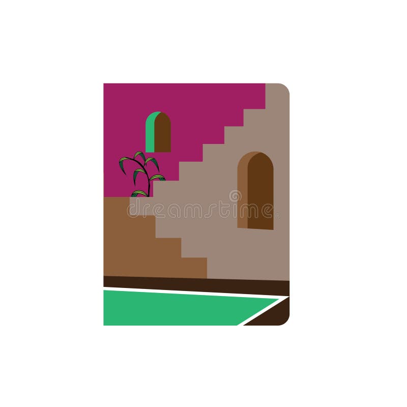 House Stairs and Gate Cover Design Vector Illustration Stock Vector ...