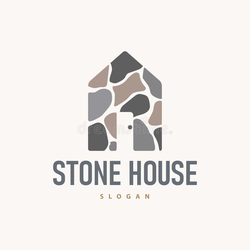 House Stone Logo Design House Rock Geometric Building Structure Elegant ...