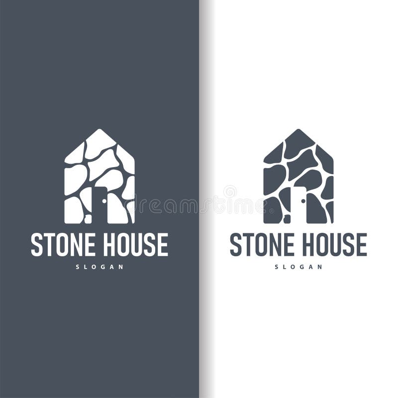 House Stone Logo Design House Rock Geometric Building Structure Elegant ...