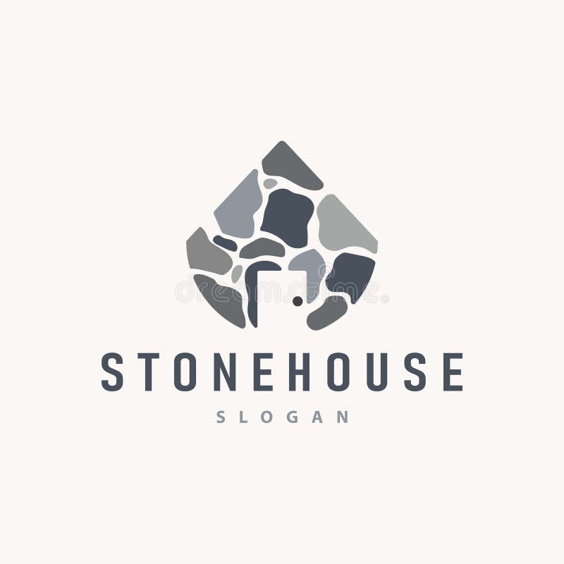 House Stone Logo Design House Rock Geometric Building Structure Elegant ...
