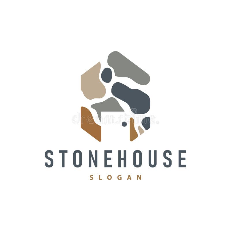 House Stone Logo Design House Rock Geometric Building Structure Elegant ...