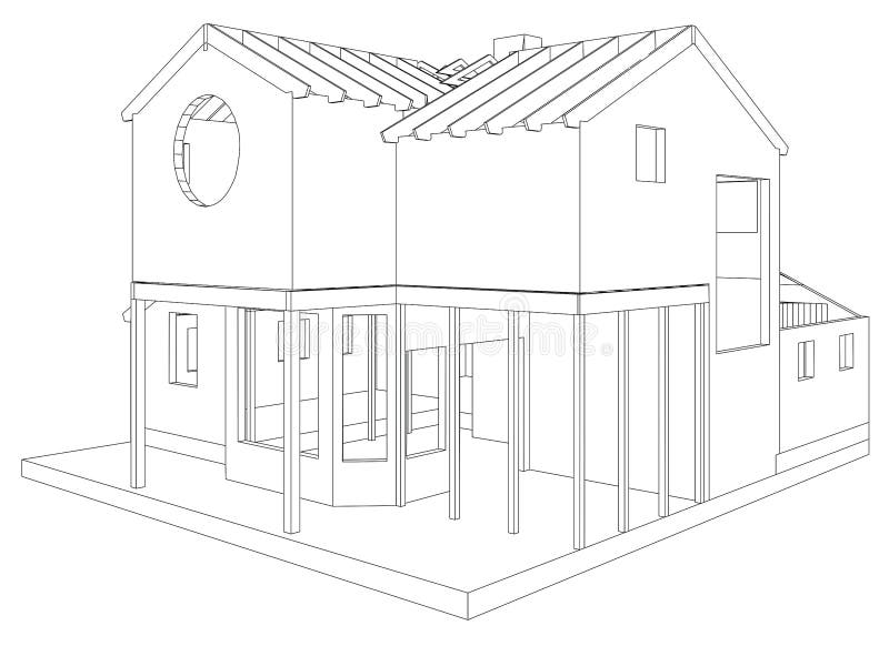 House Structure Architecture. Abstract Drawing. Tracing Illustration of ...