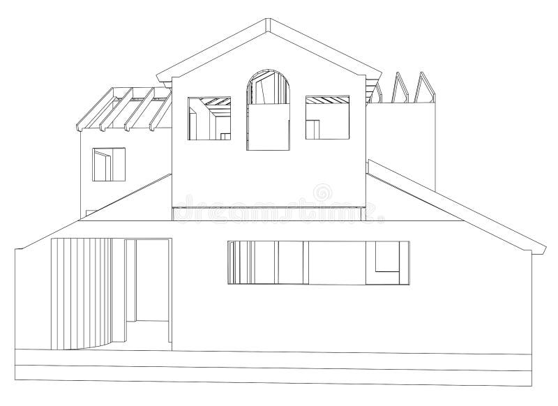 House Structure Architecture. Abstract Drawing Stock Vector ...