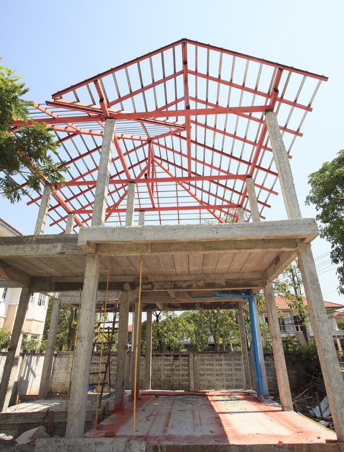 House Structure and Construction Stock Image - Image of framework ...