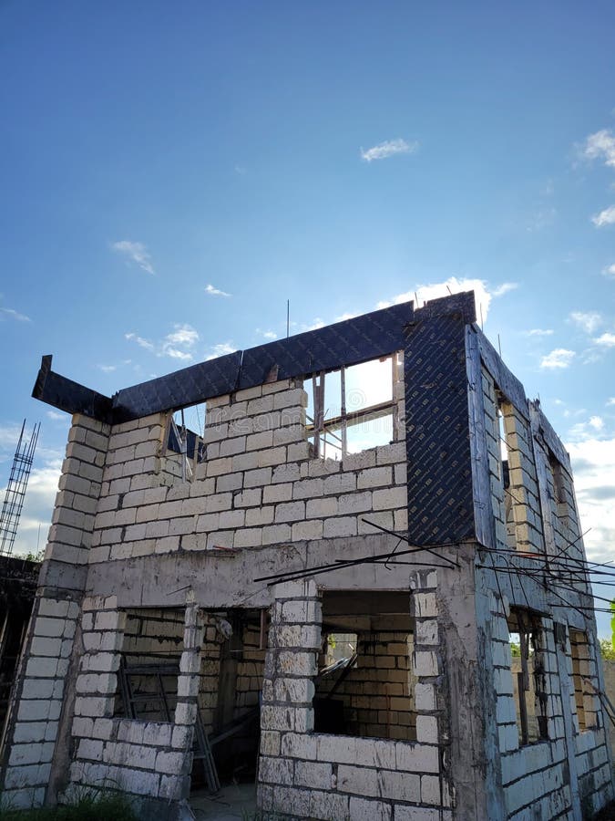 House Structure in Philippine Subdivision Left by Contractor Stock ...