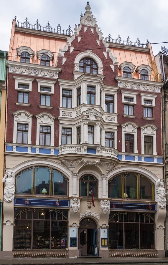 The House in the Style of Art Nouveau, Riga Stock Image - Image of ...