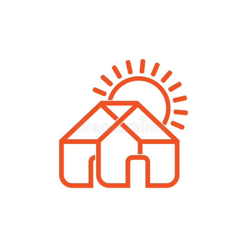 House and sun logo vector stock vector. Illustration of design - 121825628