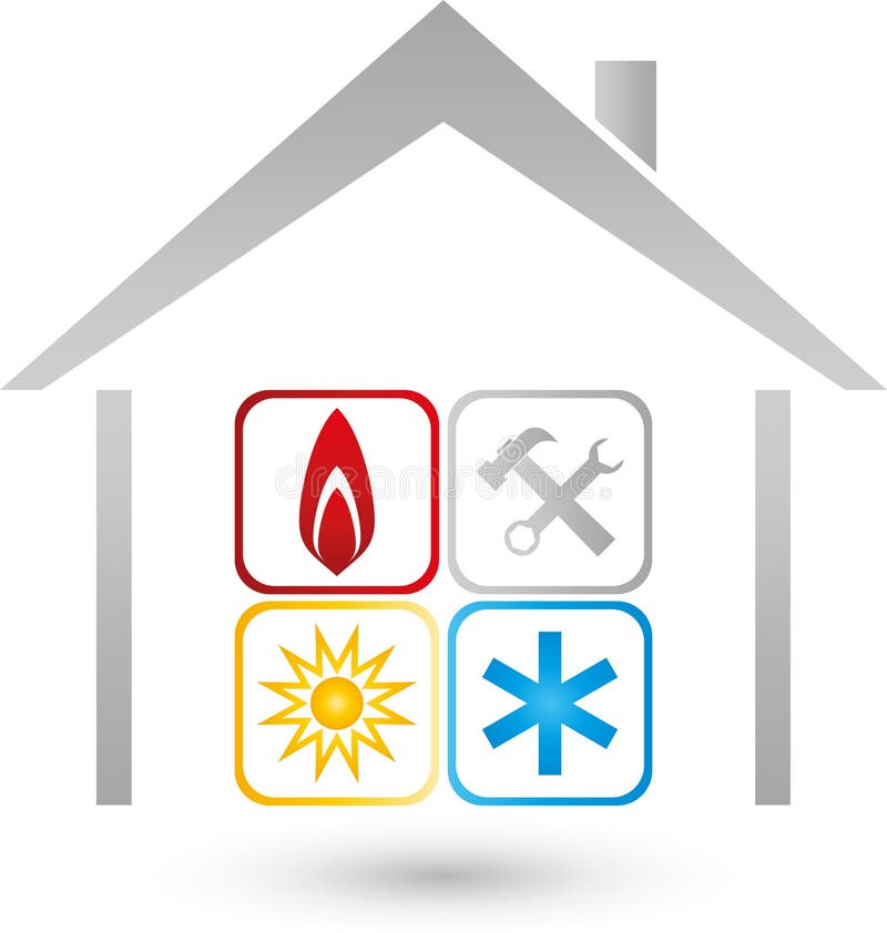 House and Sun, Snow, Fire Sign, Installer and Climate Logo Stock Vector ...