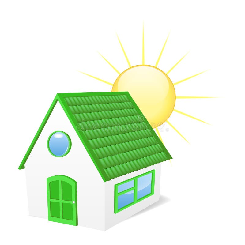 House with Sun. Vector Illustration Stock Illustration - Illustration ...