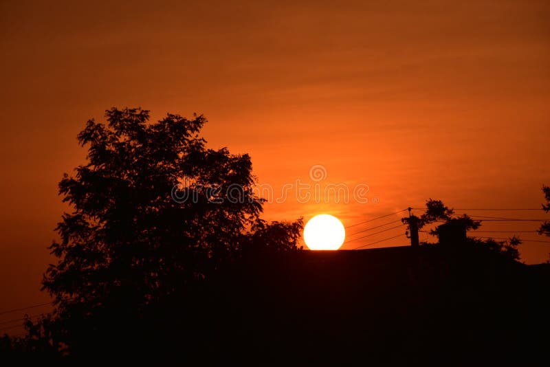 House at Sunset. Cloudy Sunset House Stock Image - Image of alone ...