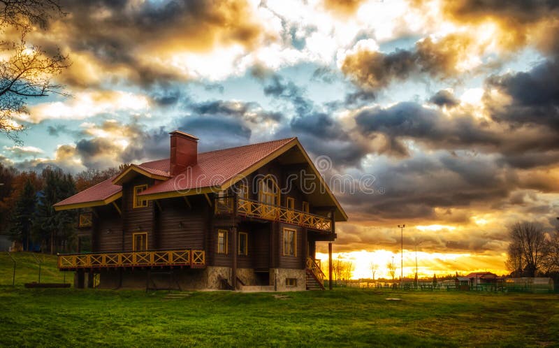 The house at sunset stock image. Image of thailand, nature - 61897359