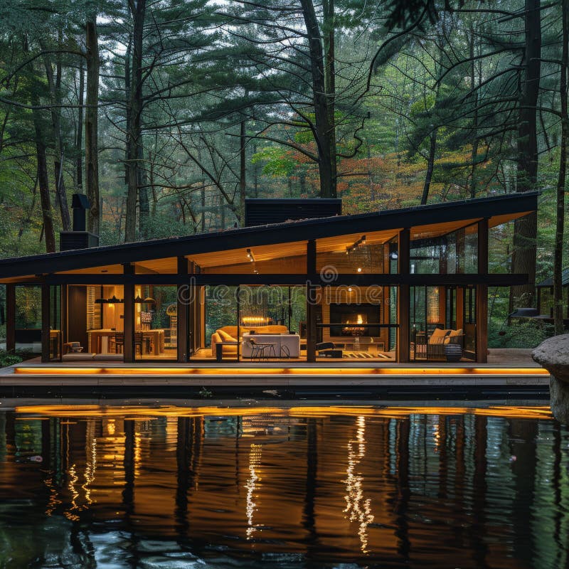 House Surrounded by Trees in Dense Forest Stock Illustration ...