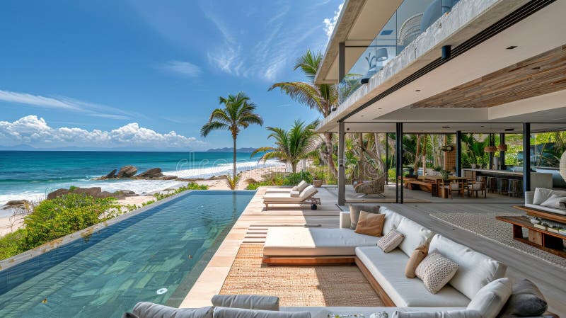 House with a Swimming Pool by the Beach Stock Photo - Image of property ...