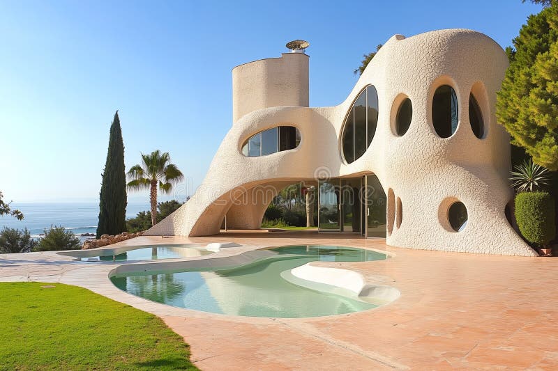 A House with a Swimming Pool in Front of it Stock Photo - Image of ...